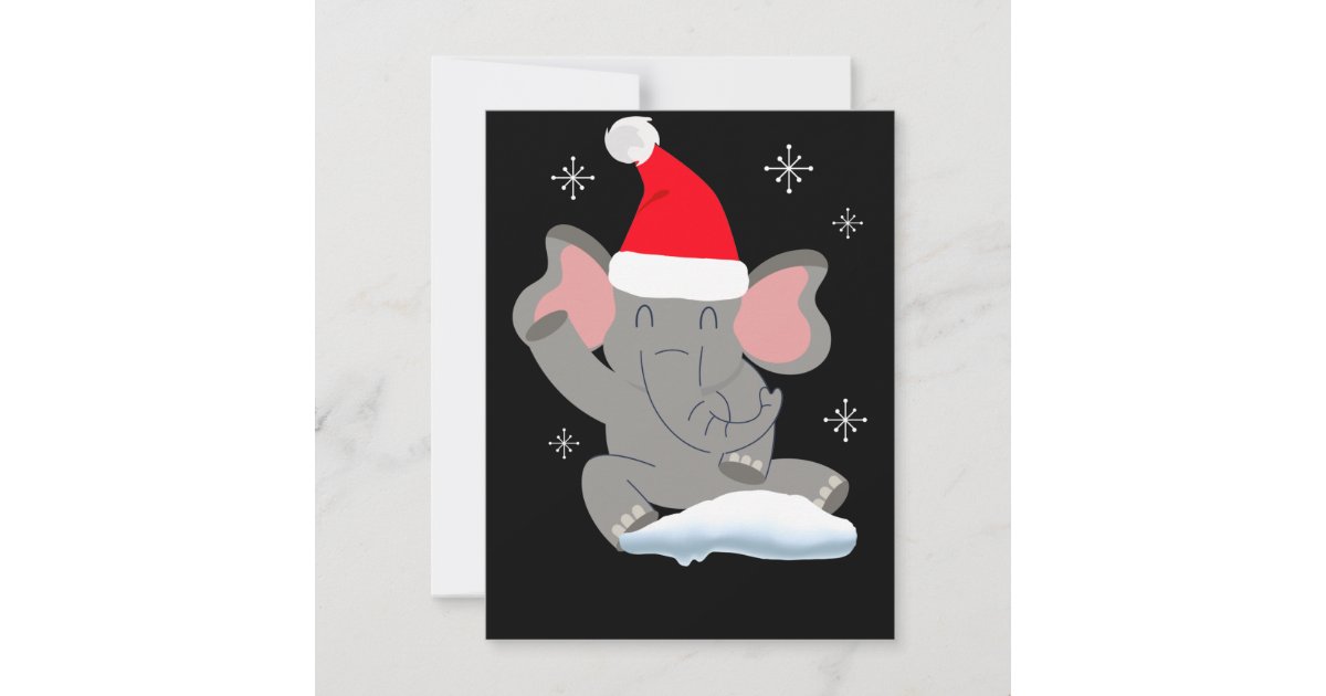 Cute elephant in the snow, merry christmas card | Zazzle