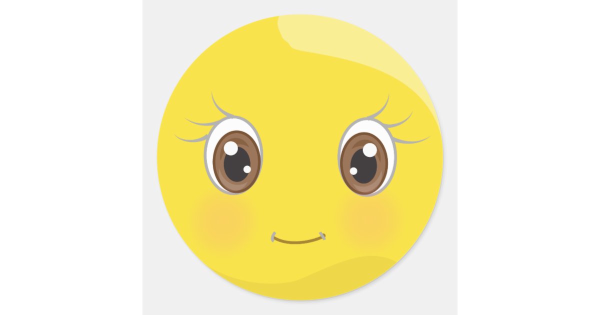 Cute Emoji With Eyelashes Stickers | Zazzle
