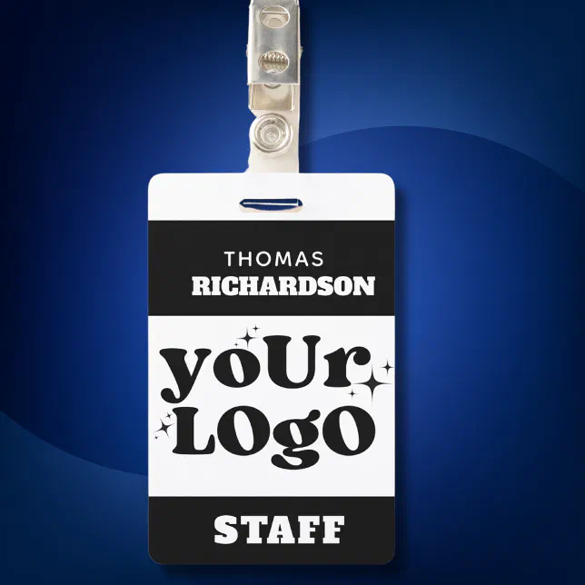 Cute Employee Name Tag Custom Business Logo Staff ID Badge | Zazzle