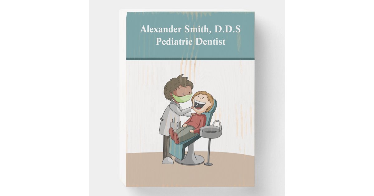 Cute Ethnic Paediatrics Dentist Cartoon Wooden Box Sign | Zazzle