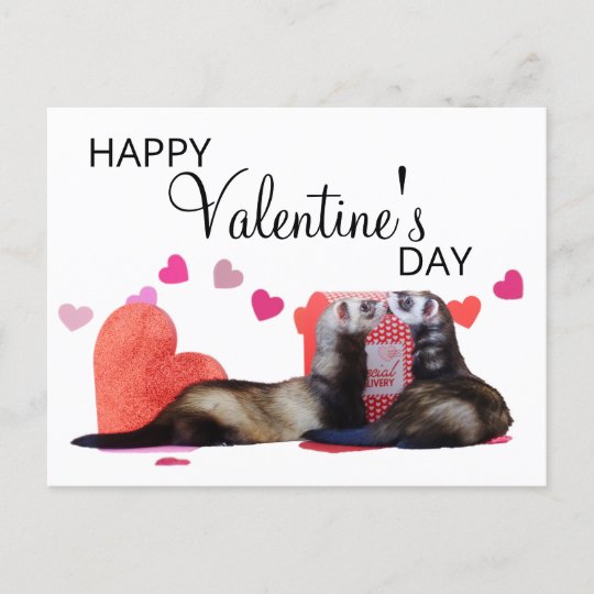 Cute Ferret Valentine's Day Heart Holiday Postcard | Zazzle.co.uk