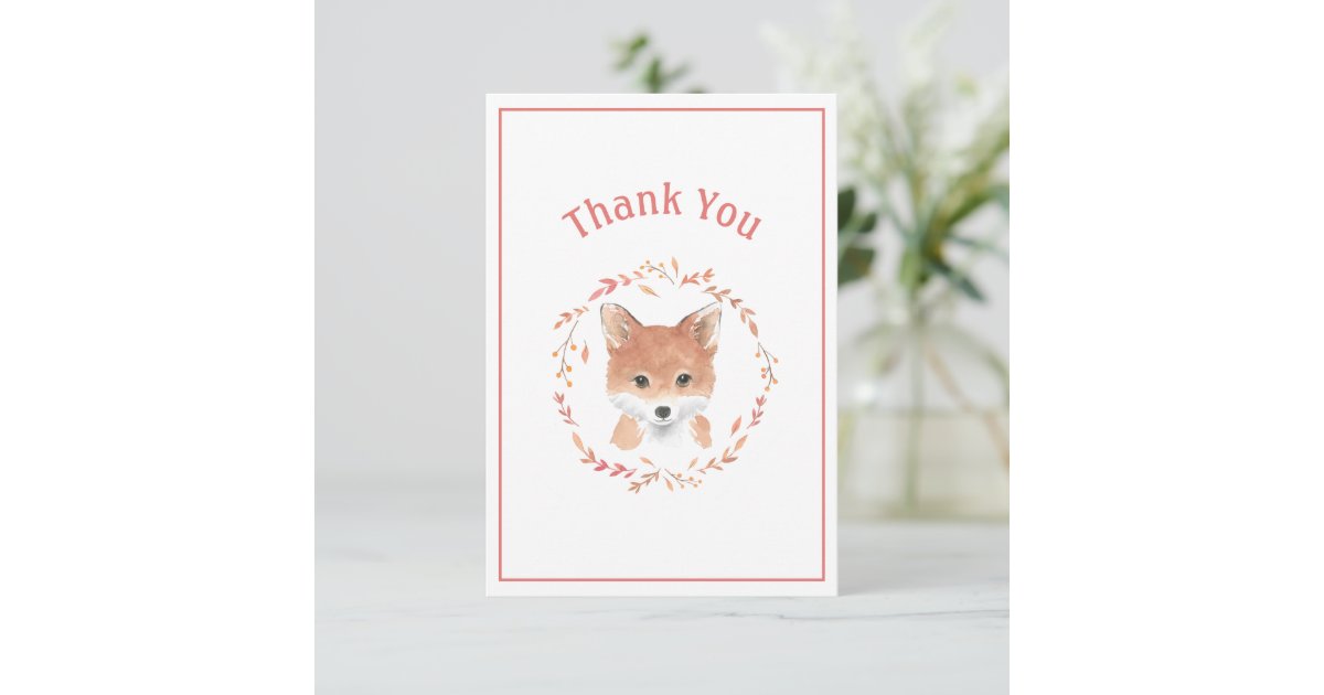 Cute Fox Simple Thank You Card | Zazzle