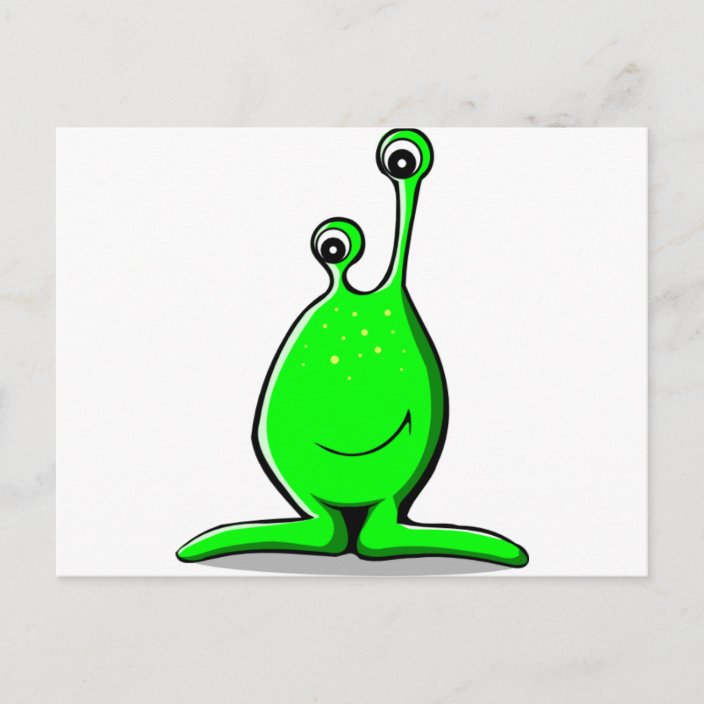 Cute Funny Little Alien Cartoon Postcard | Zazzle.co.uk