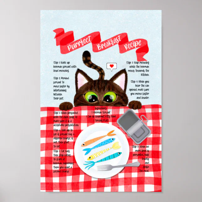 Cute Funny Tabby Cat Poster | Zazzle