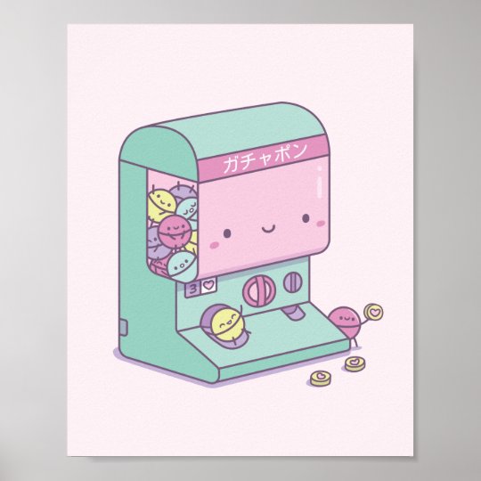 Cute Gachapon Capsule Toy Machine Japan Doodle Poster | Zazzle.co.uk