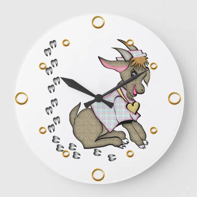 Cute Girl Goat Cartoon Wall Clock | Zazzle