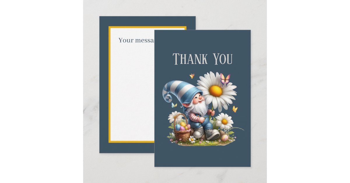 Cute Gnome add message Thank You Card | Zazzle