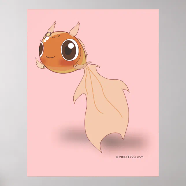 Cute Goldfish Funny Anime Cartoon Character Poster | Zazzle