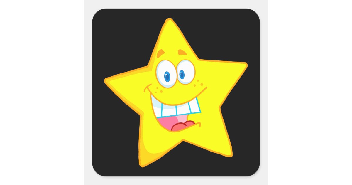 cute goofy star cartoon square sticker | Zazzle