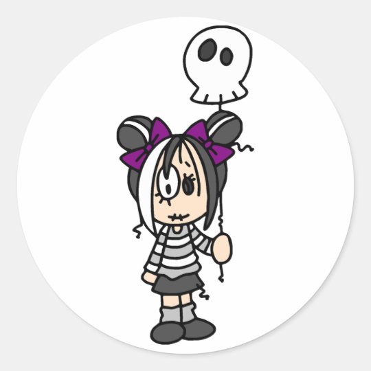 Cute Goth Girl Classic Round Sticker | Zazzle.co.uk