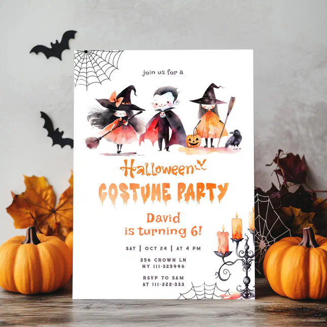 Cute Halloween Costume party spooky birthday Invitation | Zazzle