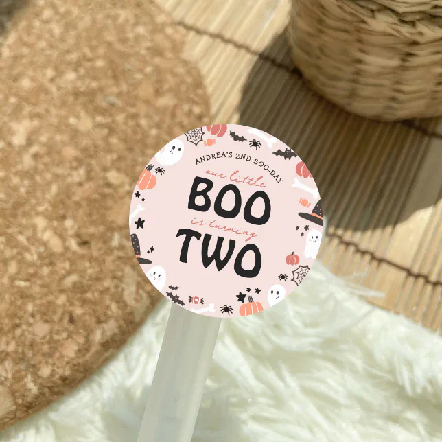 Cute Halloween Little BOO turning TWO 2nd Birthday Classic Round ...