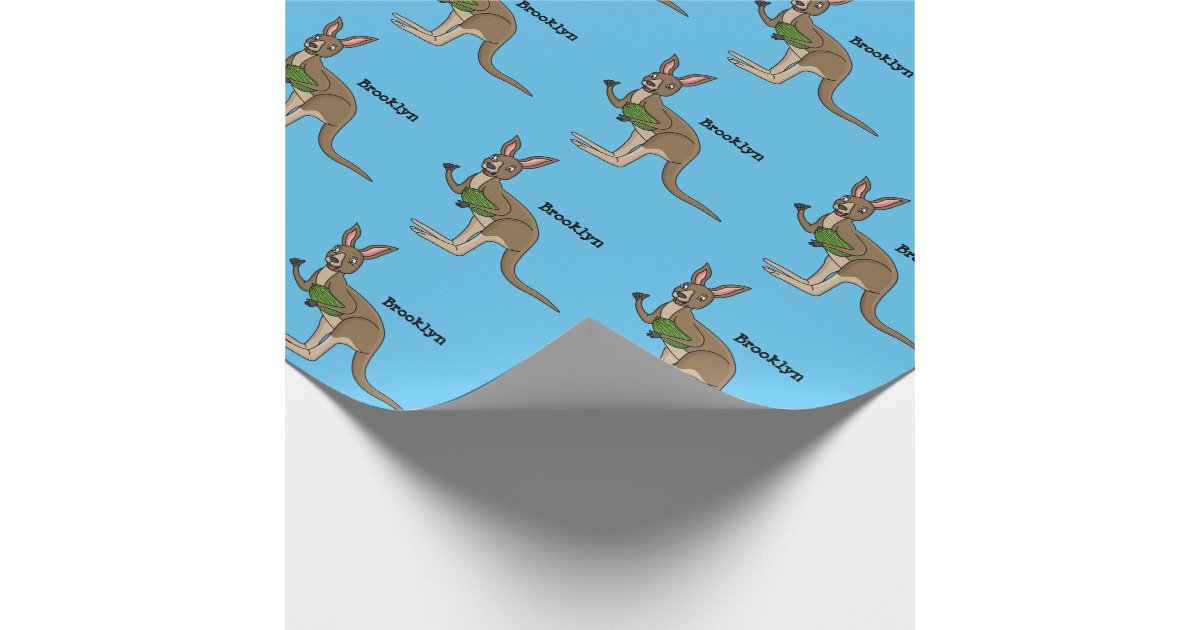 Cute happy Australian kangaroo illustration Wrapping Paper | Zazzle