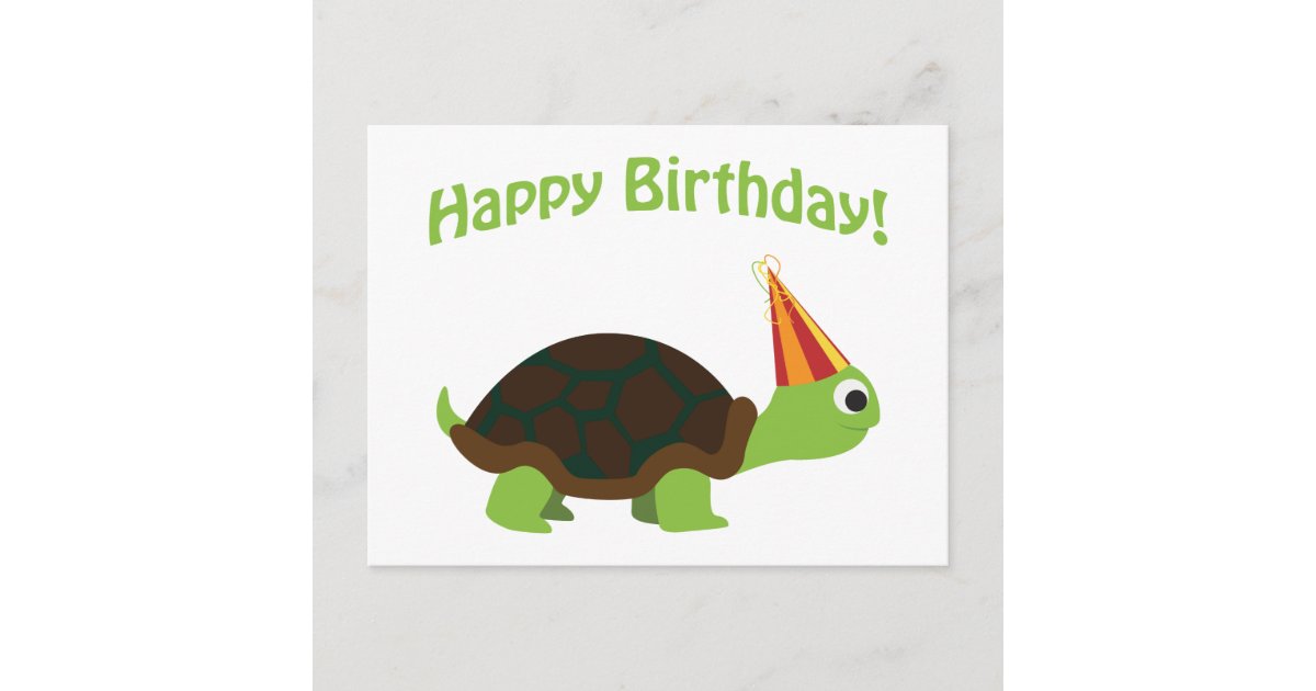Cute Happy Birthday! Turtle Postcard | Zazzle