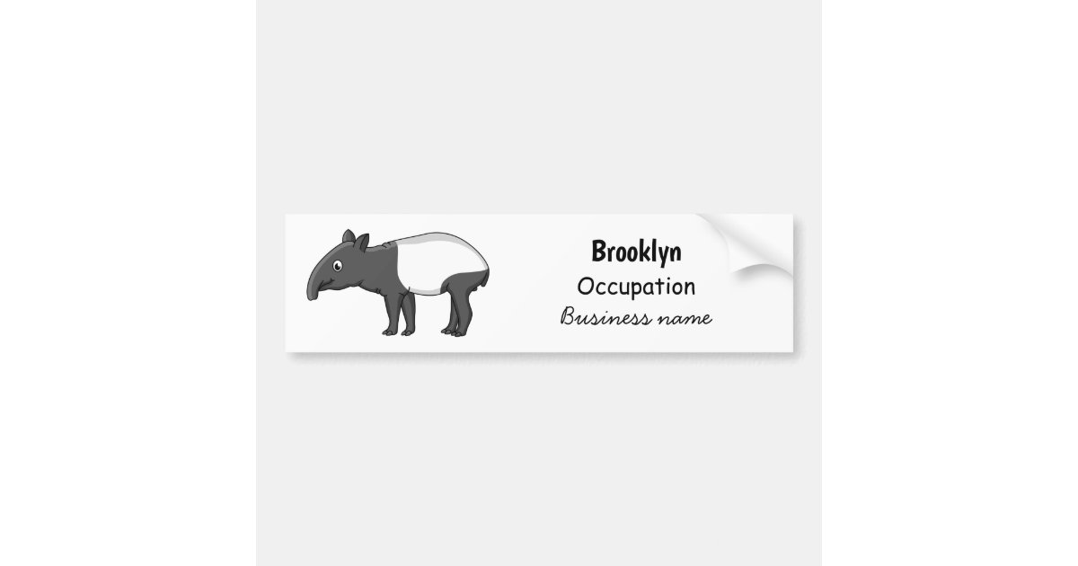 Cute happy cartoon tapir illustration bumper sticker | Zazzle