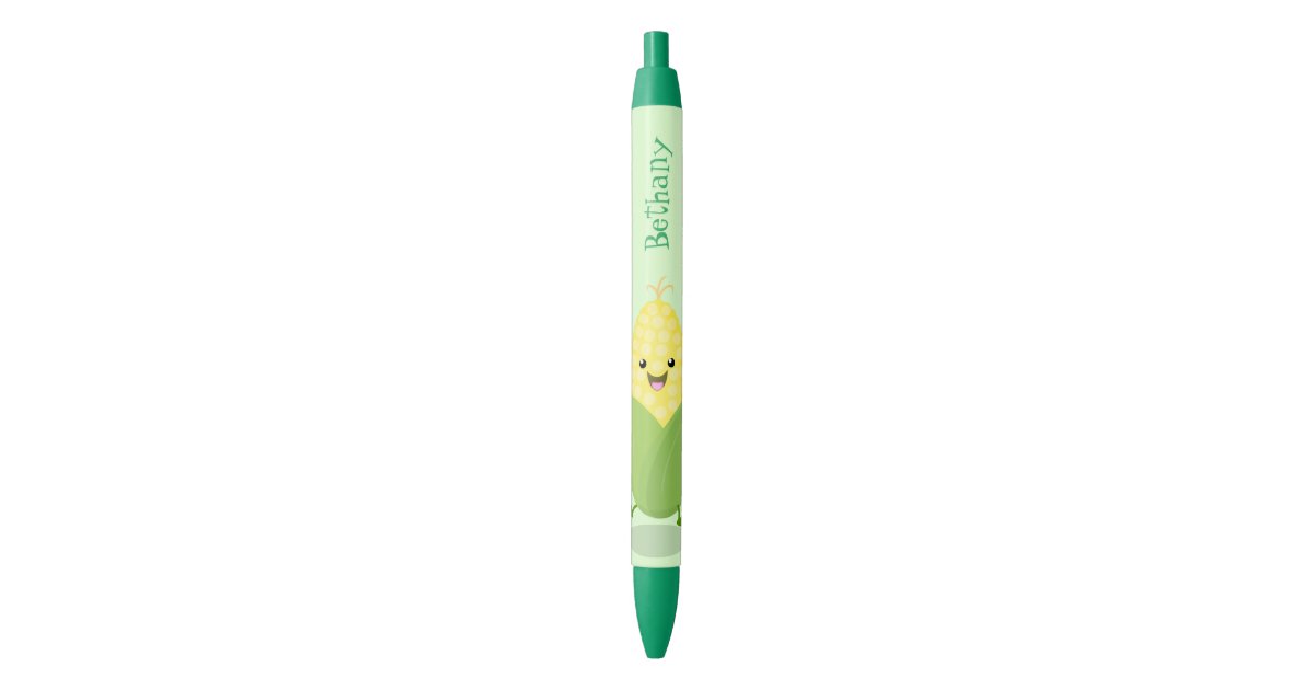 Cute happy corn cartoon illustration black ink pen | Zazzle