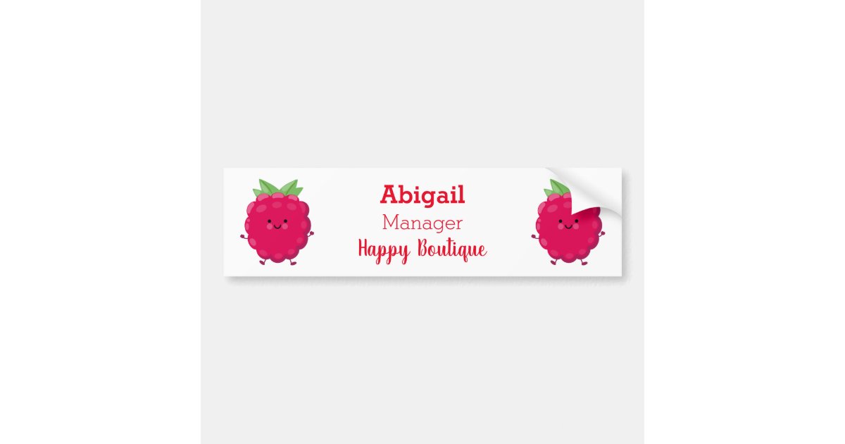 Cute happy raspberry cartoon illustration bumper sticker | Zazzle