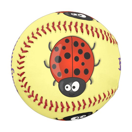Cute happy red ladybug cartoon illustration baseball | Zazzle.co.uk