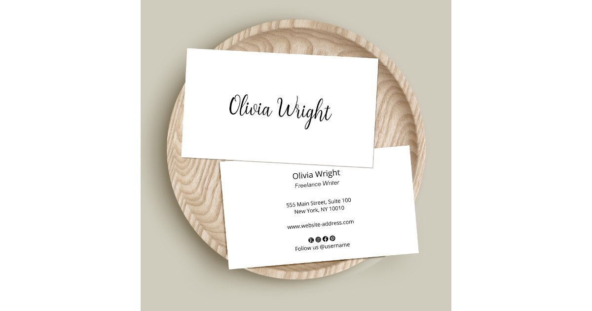 Cute Happy Signature Script, Modern White Business Card | Zazzle