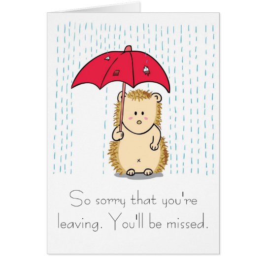 Cute hedgehog Cartoon Farewell Card | Zazzle.co.uk