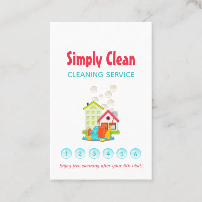 Cute House Cleaning Service Loyalty Card | Zazzle