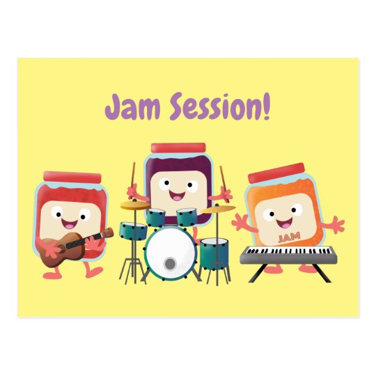 Cute jam session cartoon musician humour postcard | Zazzle.co.uk