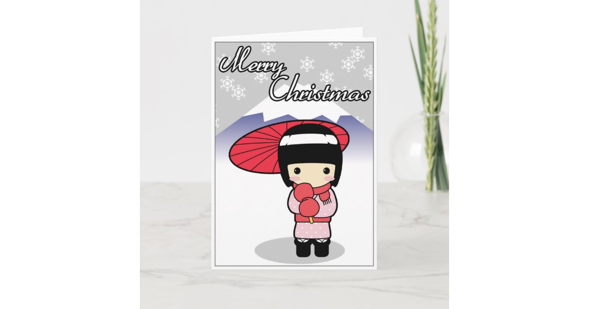 Cute Japanese themed Christmas card | Zazzle
