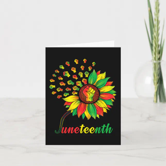 Cute Juneteenth Fist Sunflower Black African Ameri Card | Zazzle