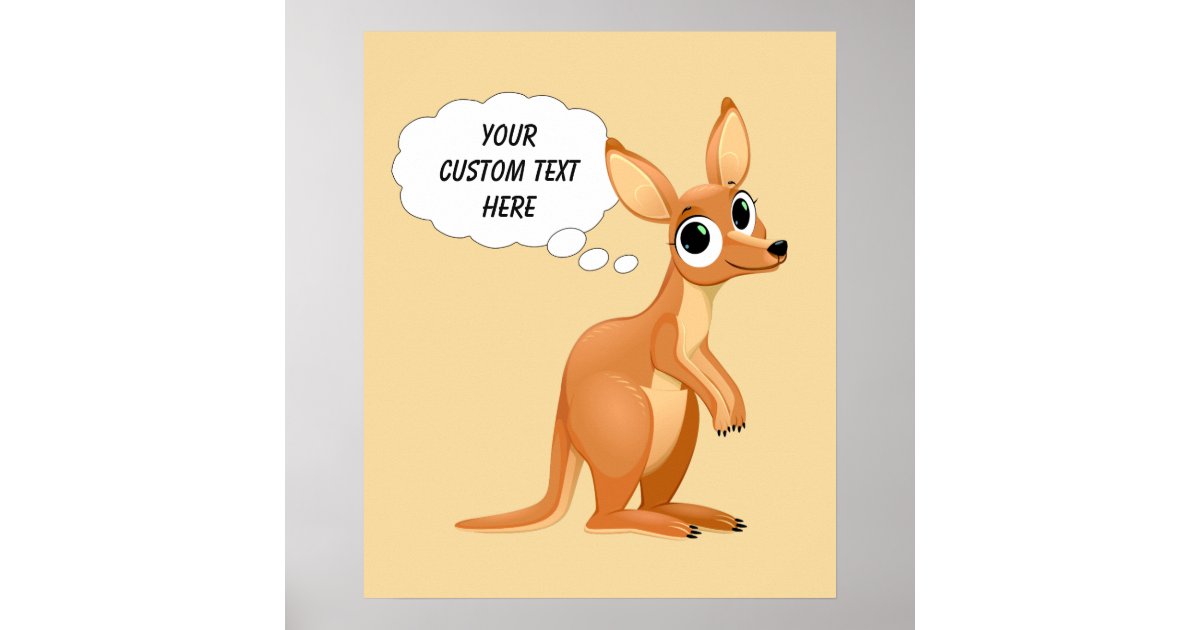 Cute Kangaroo custom text poster | Zazzle