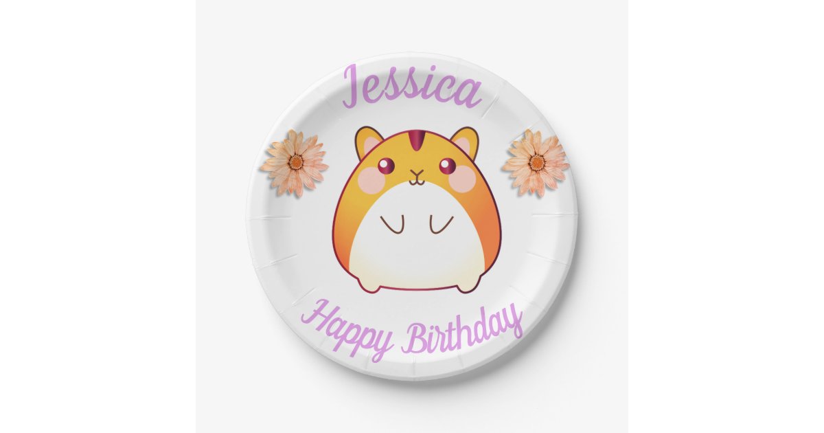Cute Kawaii Hamster Custom Paper Plate | Zazzle