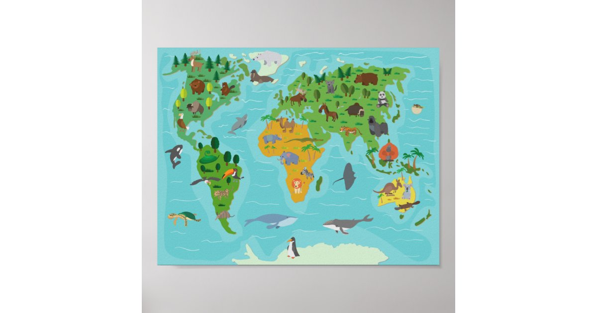 Cute Kids Map Poster | Zazzle