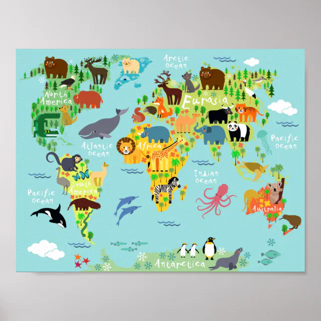 Cute Kids Map Poster | Zazzle