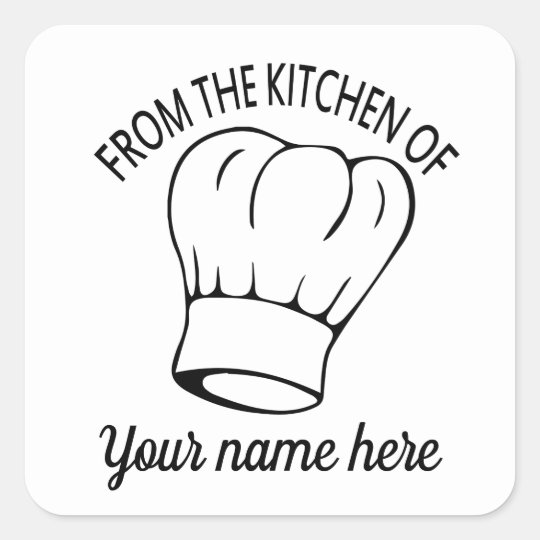 Cute kitchen chef hat add name sticker | Zazzle.co.uk