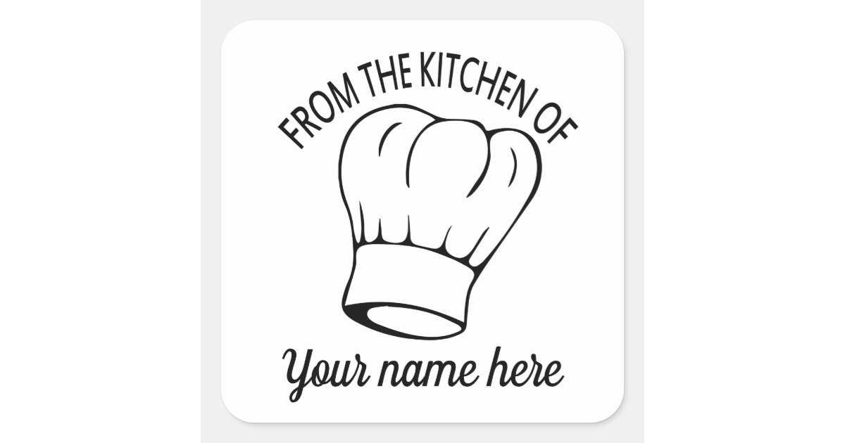 Cute kitchen chef hat add name sticker | Zazzle