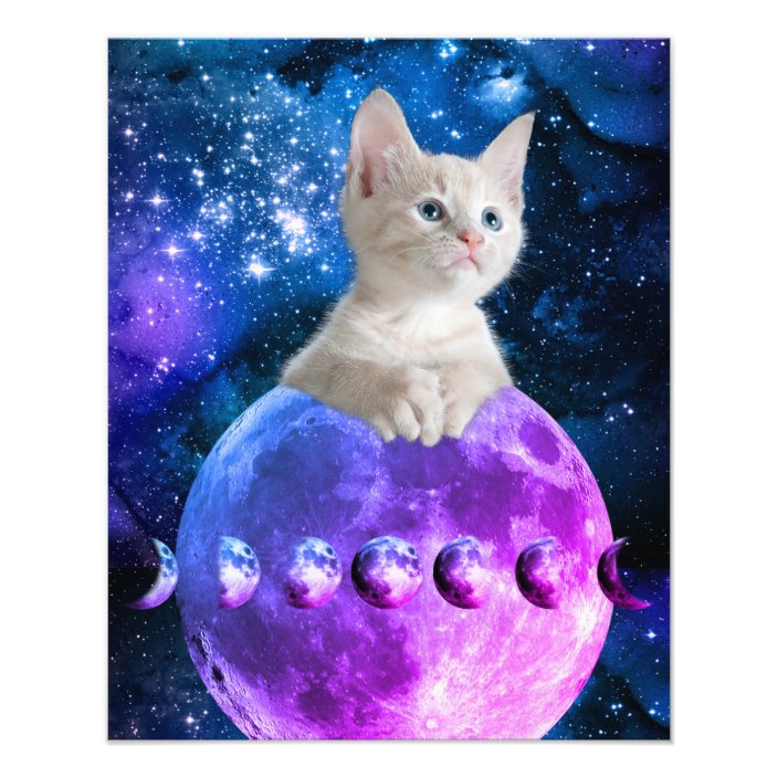 Cute Kitten On The Moon Glowing Stars Universe Vs2 Photo Print | Zazzle ...