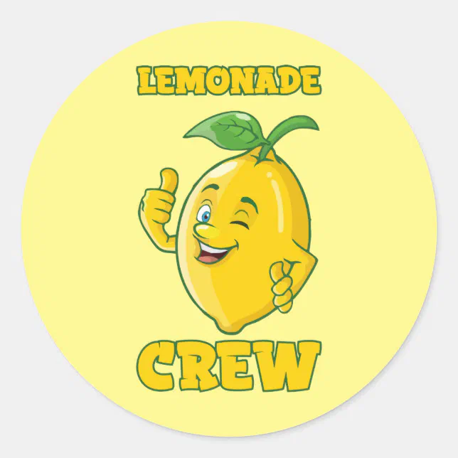 Cute lemonade crew word art classic round sticker | Zazzle