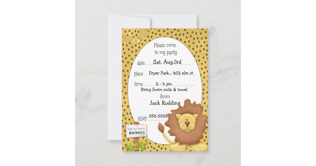 Cute Lion Birthday Party Invitations | Zazzle
