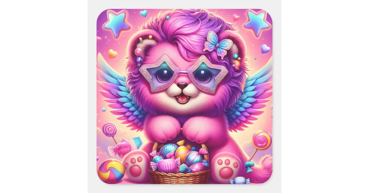 Cute Lion Cub Square Sticker | Zazzle