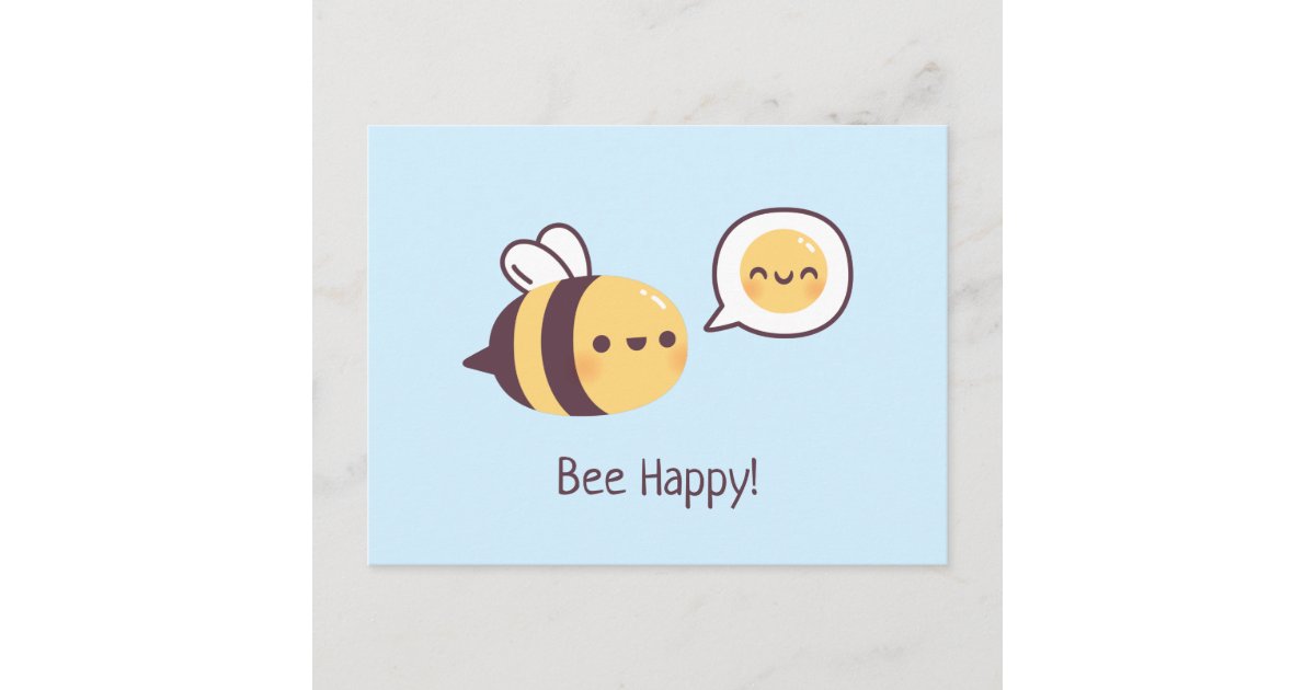 Cute Little Bee Doodle Bee Happy Postcard | Zazzle