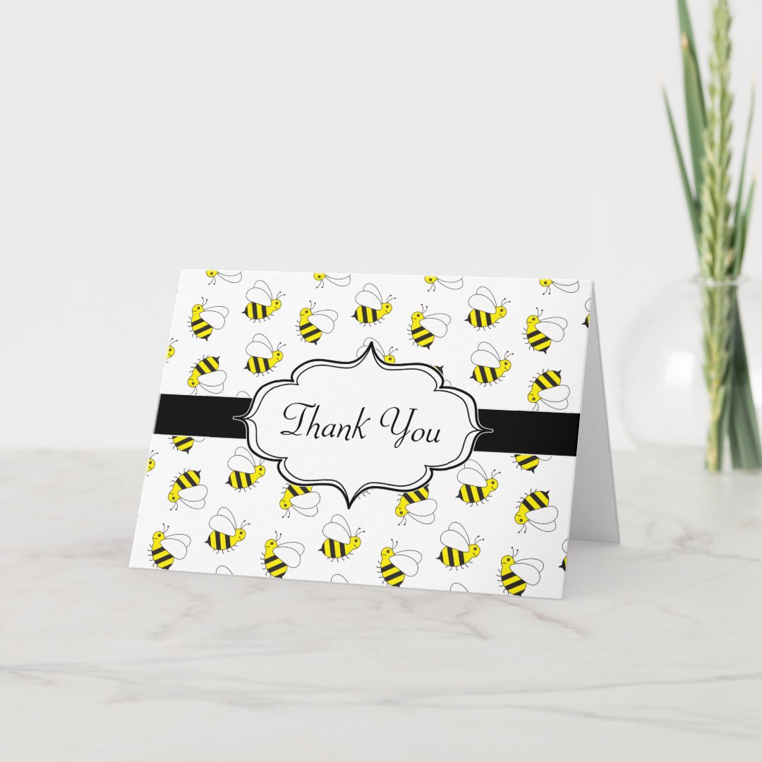 Cute Little Bumble Bee Pattern Thank You Card | Zazzle