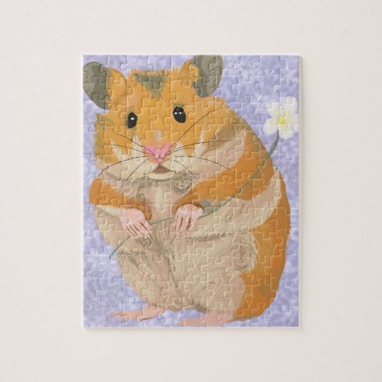 Cute little Hamster holding a flower Jigsaw Puzzle | Zazzle.co.uk