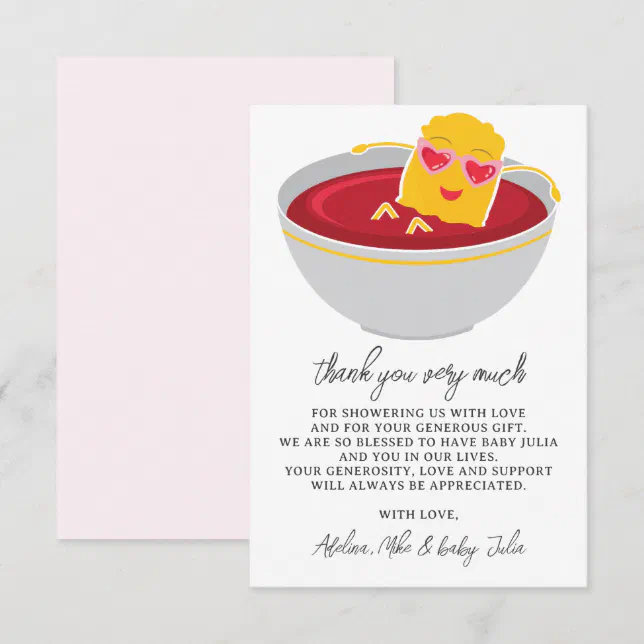 Cute Little Nugget Chicken Nugget Girl Baby Shower Thank You Card | Zazzle