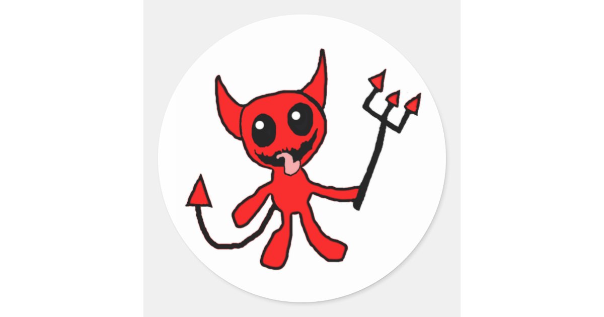 Cute little red devil classic round sticker | Zazzle