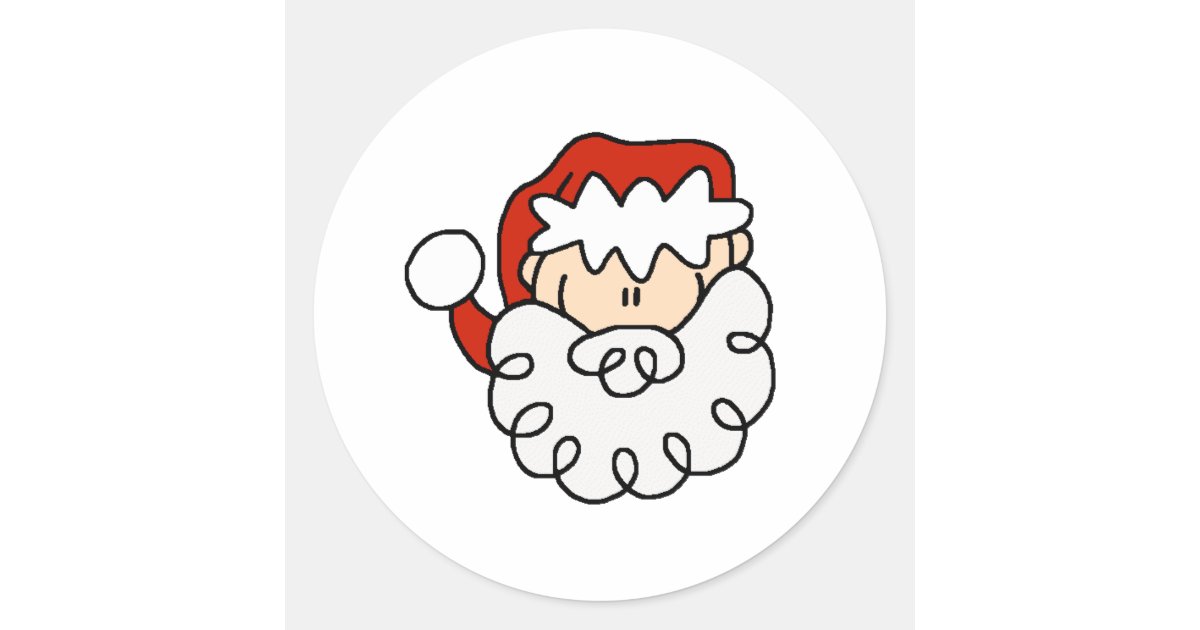 Cute little Santa Stick Figure Face Classic Round Sticker | Zazzle