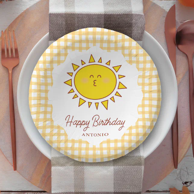 Cute Little Sunshine Kids Happy Birthday Party Paper Plate | Zazzle