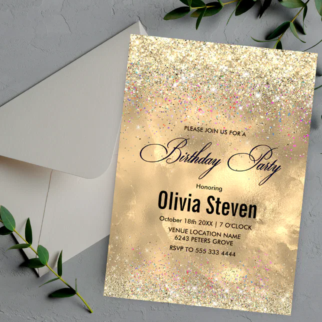 Cute marble art gold faux glitter monogram invitation | Zazzle