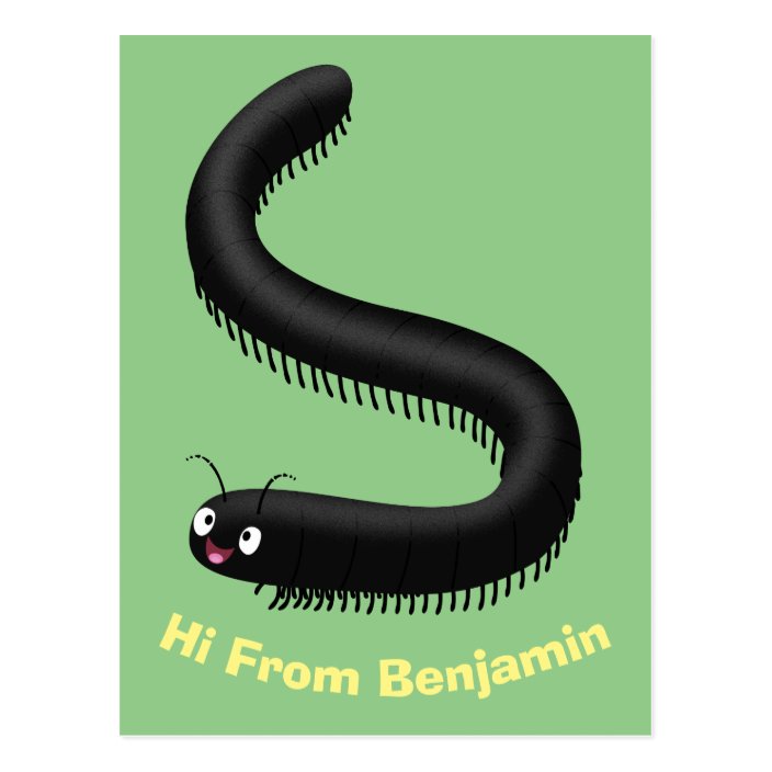 Cute millipede cartoon illustration postcard | Zazzle.co.uk