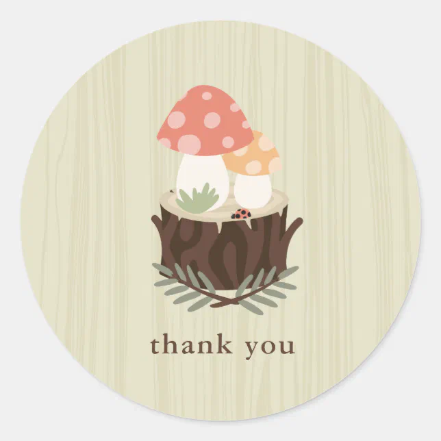 Cute Mushroom Baby Shower Thank You Classic Round Sticker | Zazzle