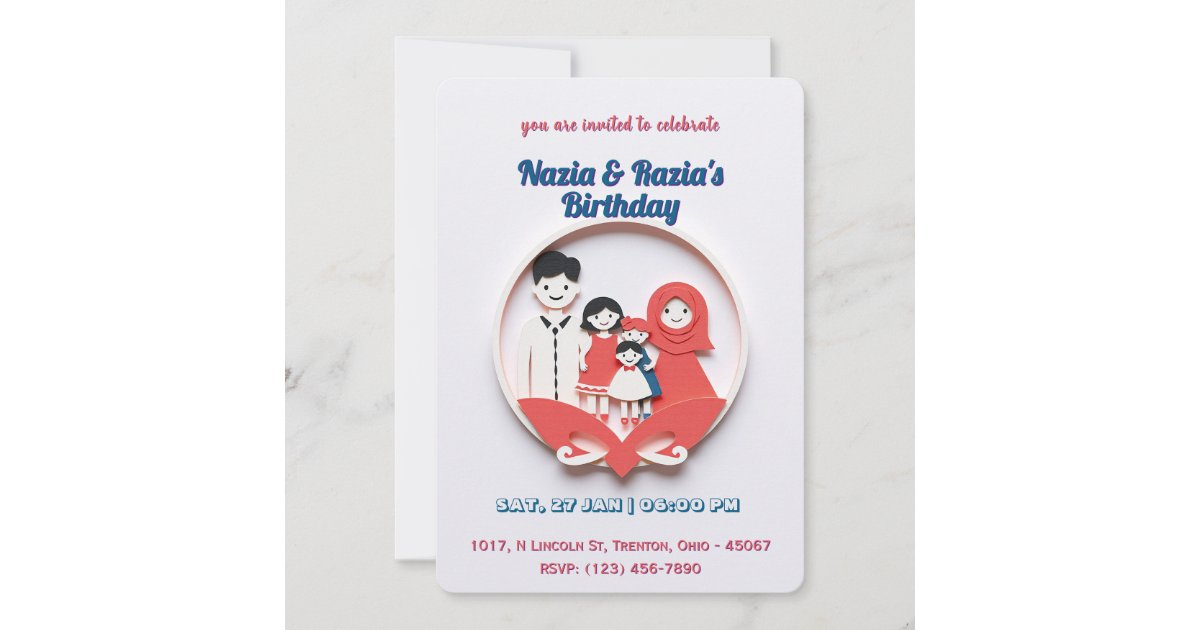 Cute Muslim Family Birthday Card | Zazzle