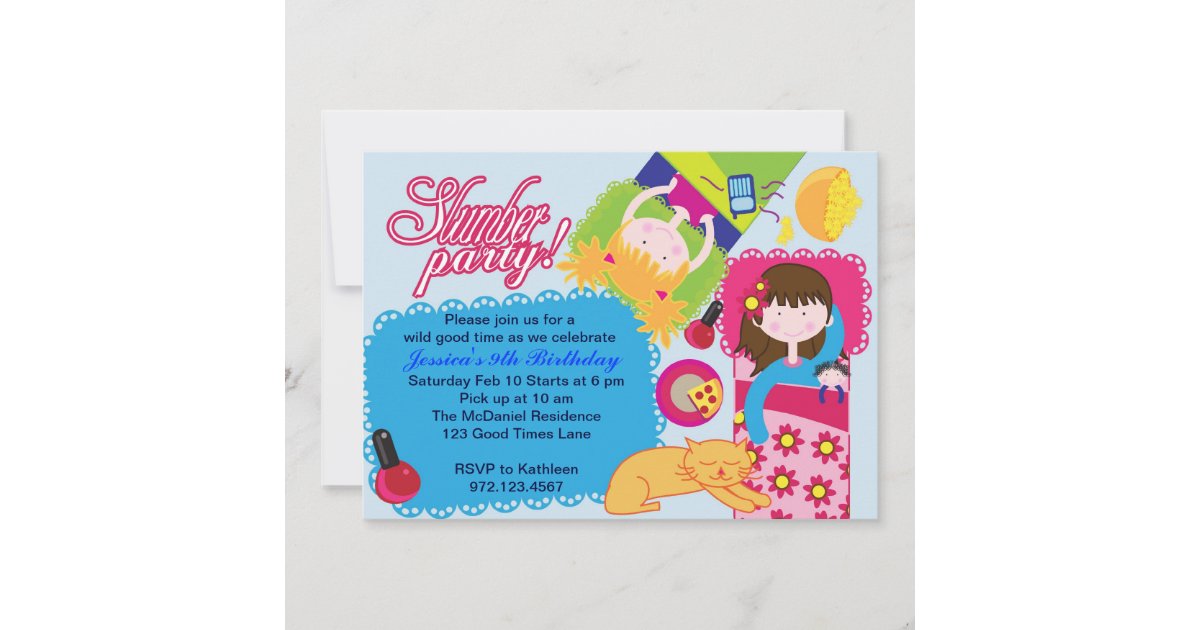 Cute n pink sleepover Slumber Party Invitations | Zazzle